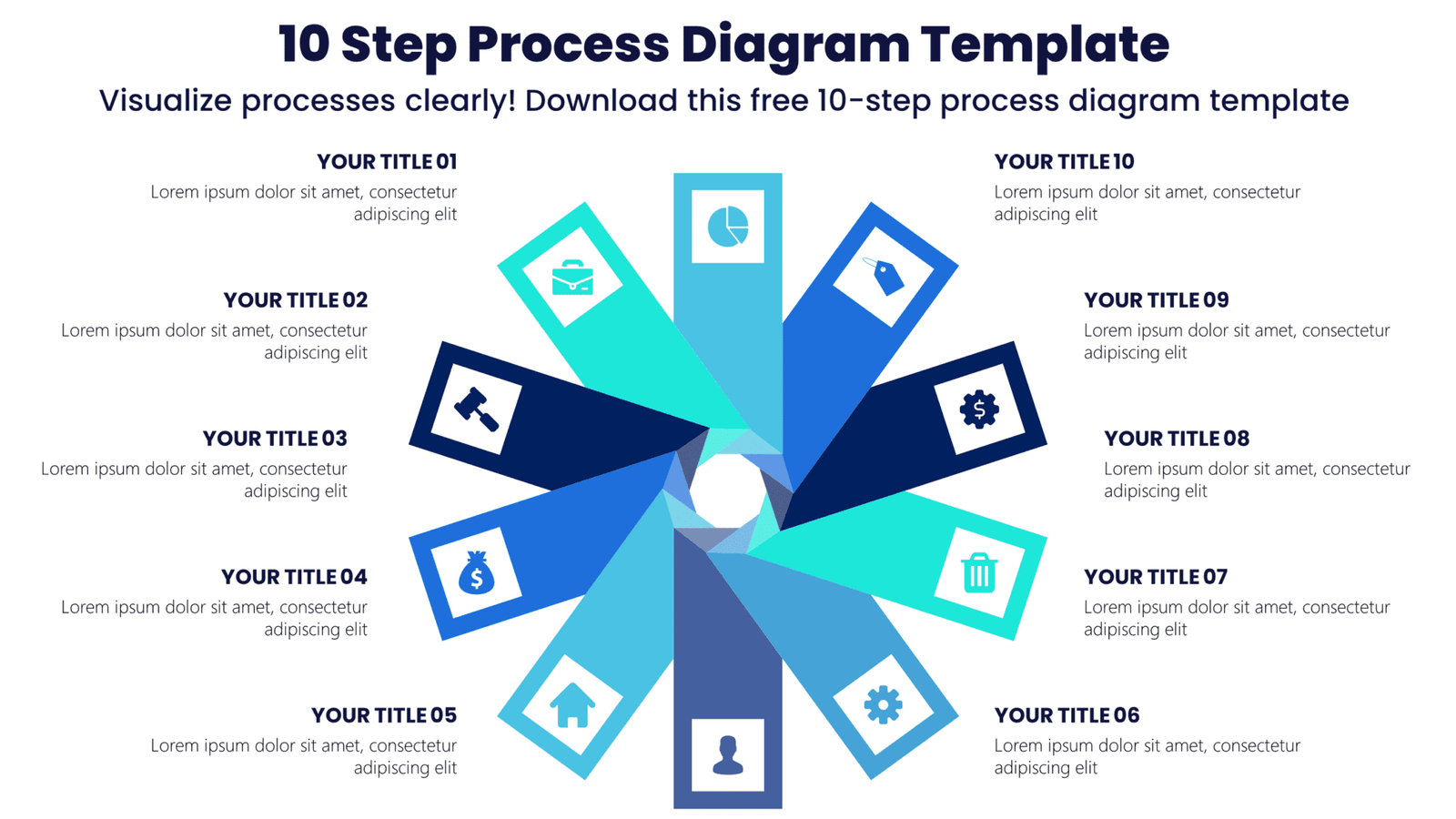 Premium 10 Step Process Diagram Template - Professional PowerPoint ...