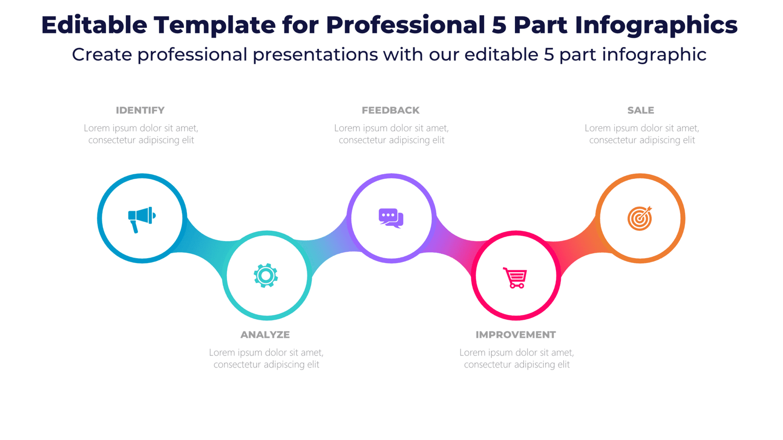 Premium Editable Template For Professional 5 Part Infographics ...