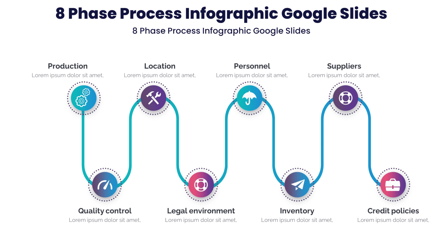 Premium 8 Phase Process Infographic Google Slides - Professional PowerPoint
