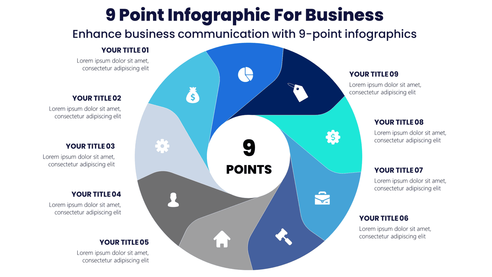 Best 9 Point Infographic For Business - Professional PowerPoint Infographic