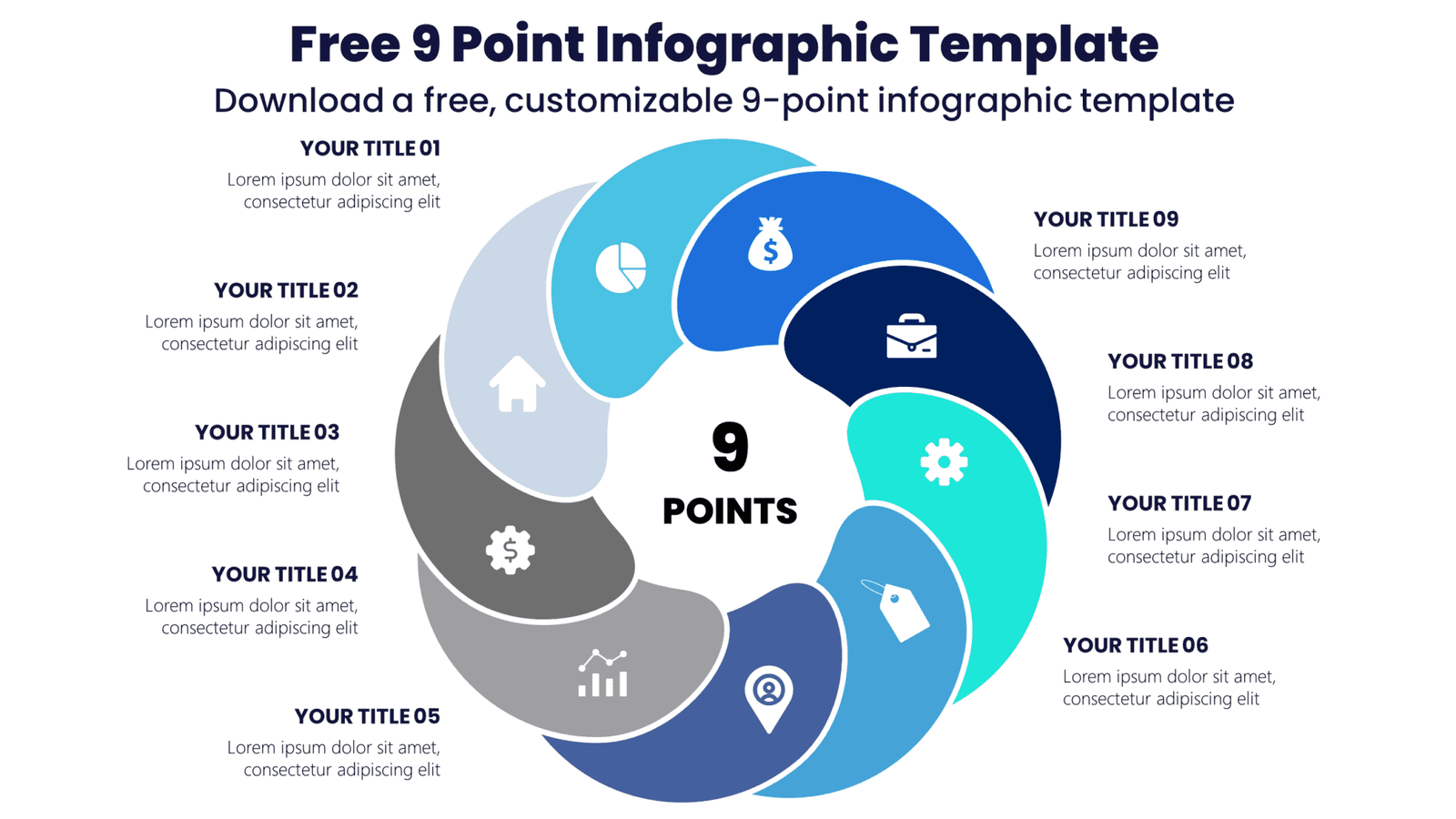 Ultimate Free 9 Point Infographic Template - Professional PowerPoint