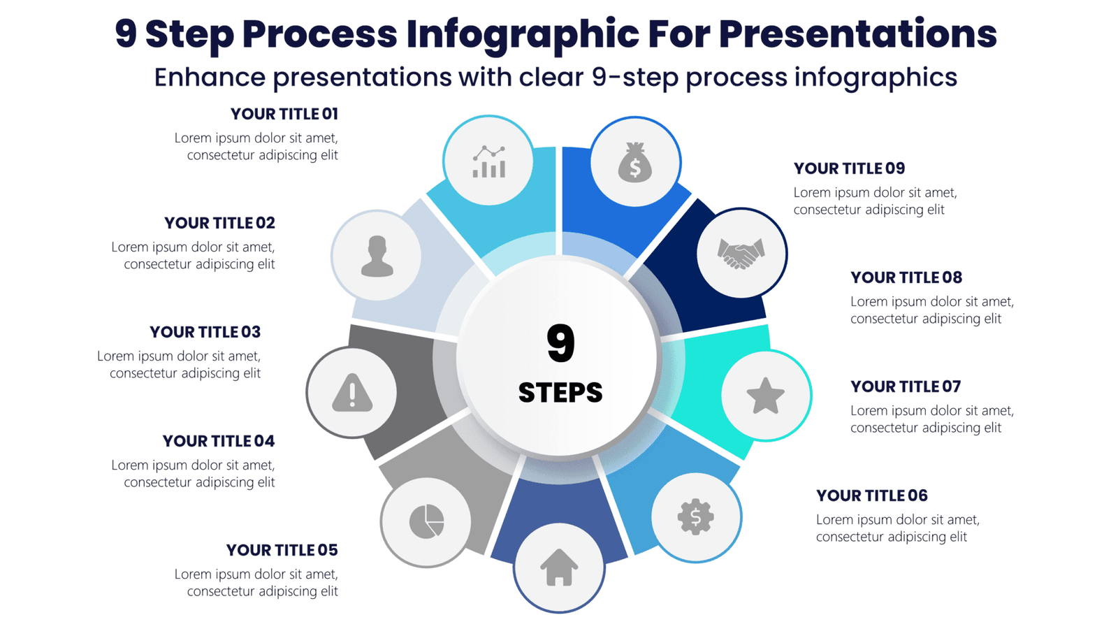 Best 9 Step Process Infographic For Presentations - Professional PowerPoint