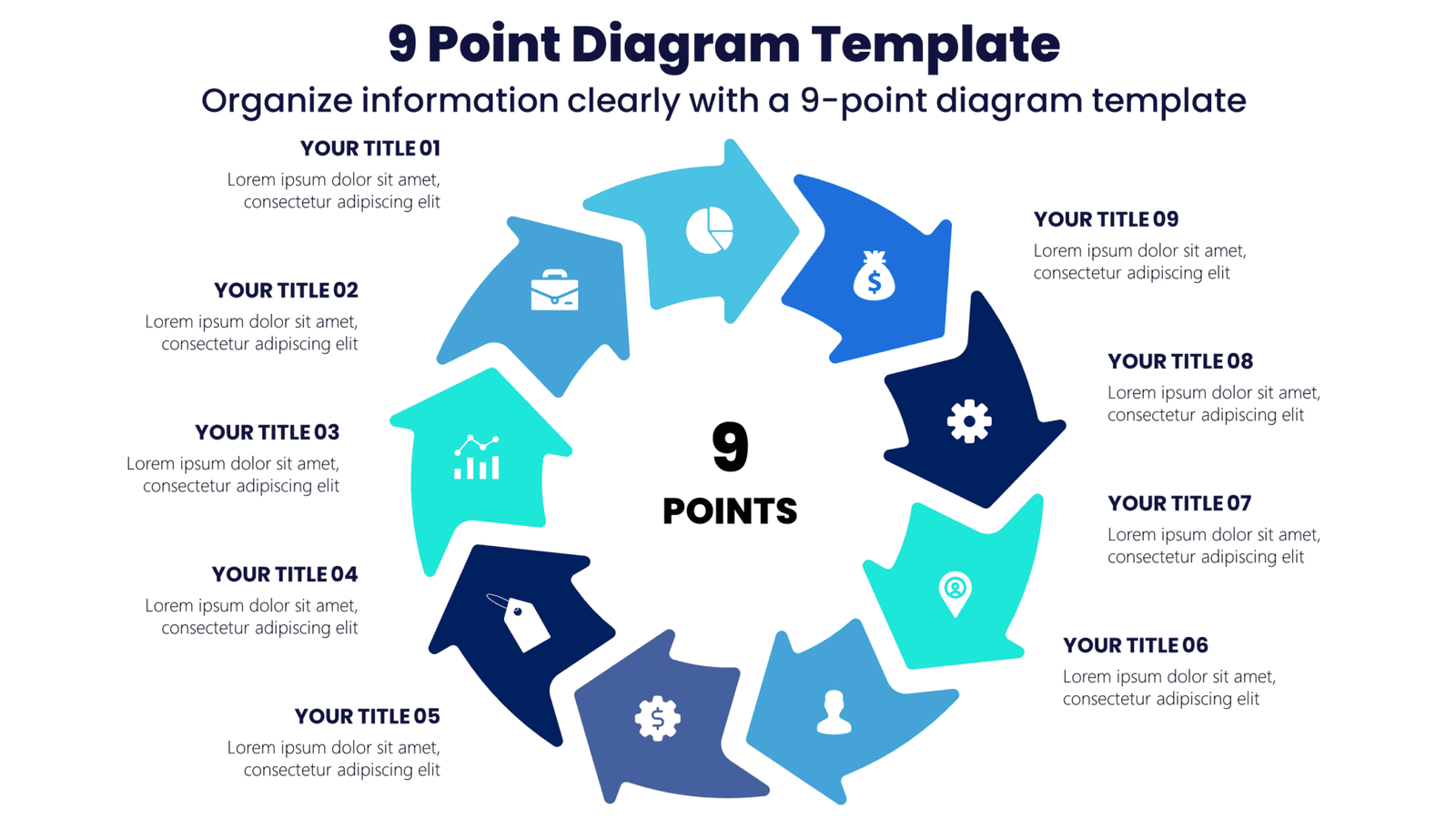 Ultimate 9 Stage Circular Infographic Template PowerPoint - Professional
